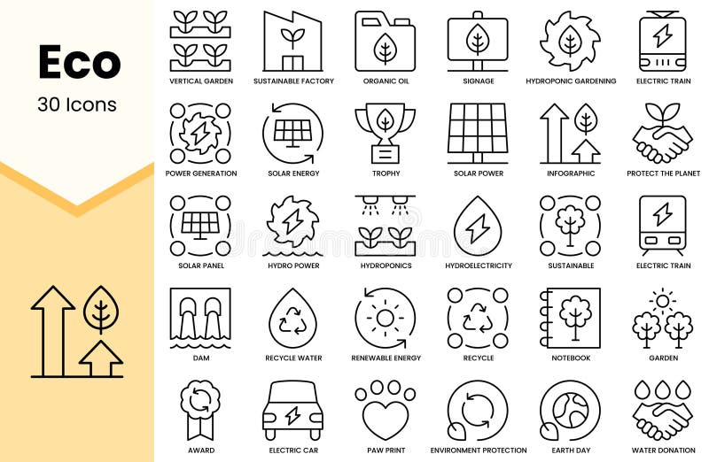 Set of Eco Icons. Simple Line Art Style Icons Pack Stock Vector ...