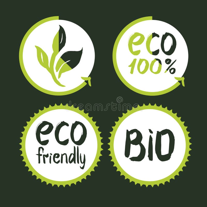 Set of eco labels stock vector. Illustration of leaf - 68519415