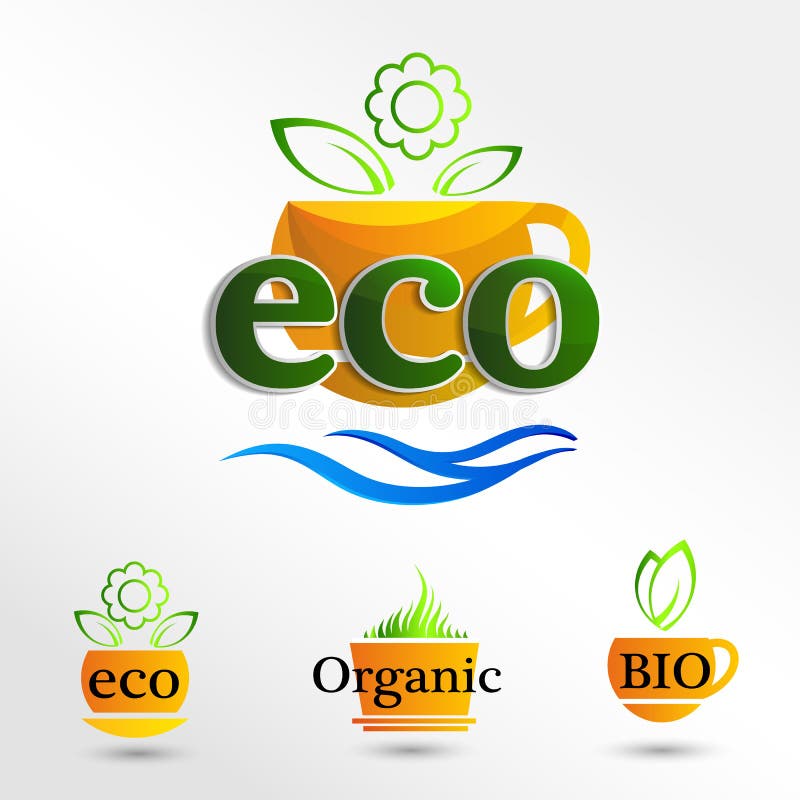 Set Eco Logos, Design Template Elements, Natural Icon Stock Vector ...