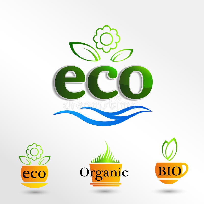 Set Eco Logos, Design Template Elements, Natural Icon Stock Vector ...