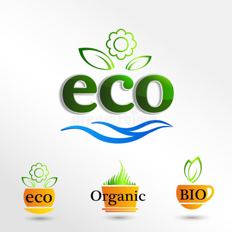Set Eco Logos, Design Template Elements, Natural Icon Stock Vector ...