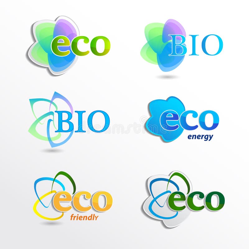Set Eco Logos, Design Template Elements Stock Vector - Illustration of ...