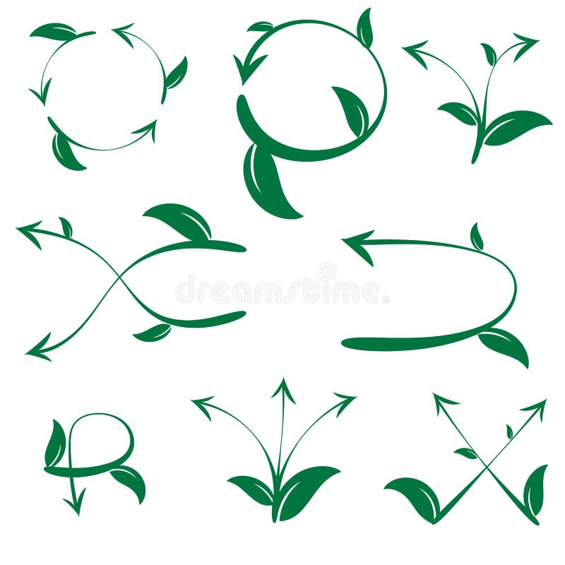 Set of Ecological Leaf Arrow on White Background Stock Vector ...