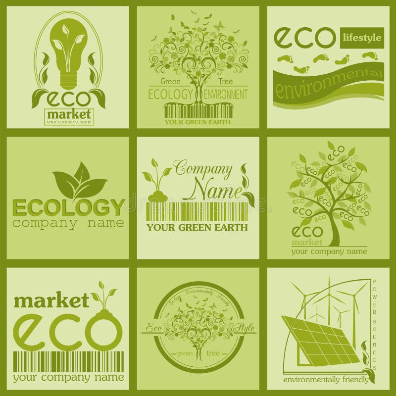 Set of Ecology, Environment and Recycling Logos. Vector Logo Templates ...