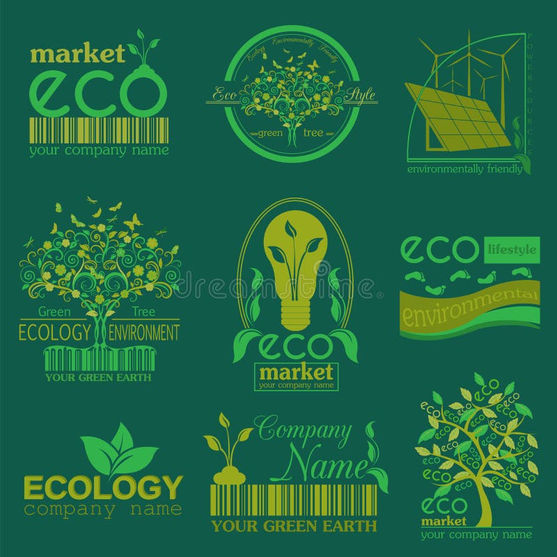 Set of Ecology, Environment and Recycling Logos. Vector Logo Templates ...