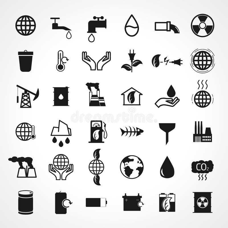 Set of Ecology Environmental Sustainability Icon. Pollution Icon Set ...