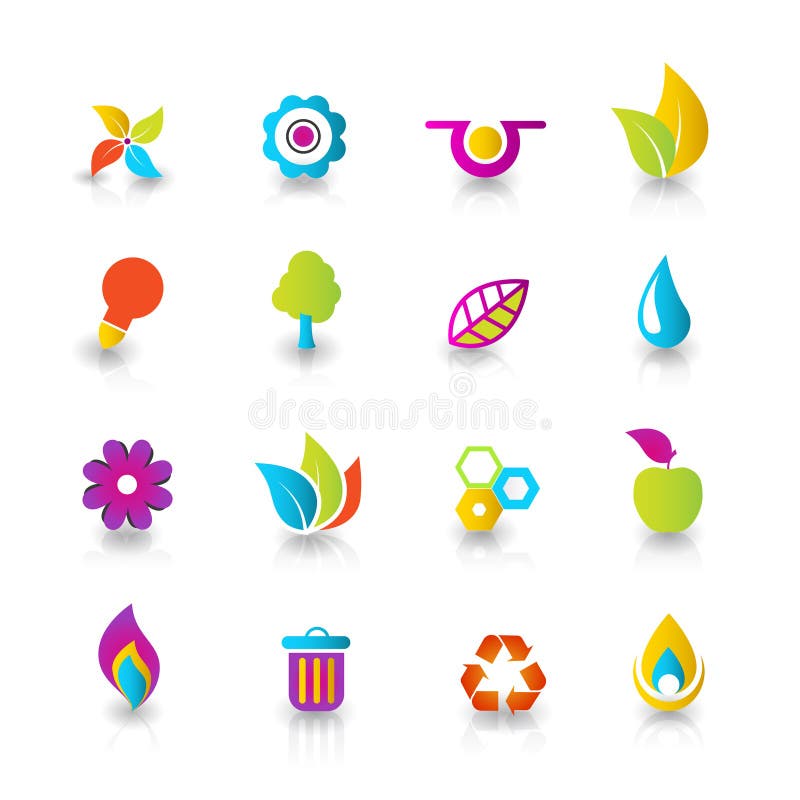 Colorful nature icon set stock vector. Illustration of ecology - 24700213