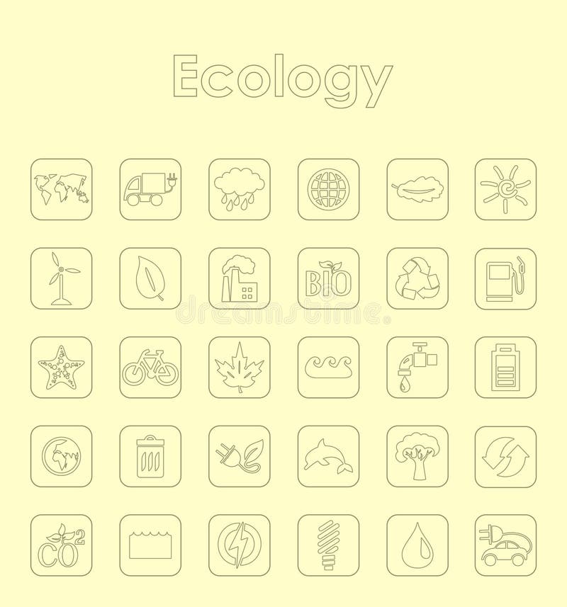 Set of Ecology Simple Icons Stock Vector - Illustration of ...