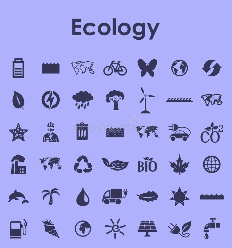 Set of Ecology Simple Icons Stock Vector - Illustration of biofuels ...