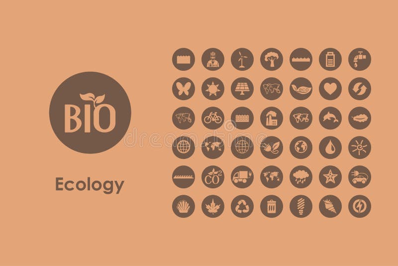 Set of Ecology Simple Icons Stock Vector - Illustration of planet ...
