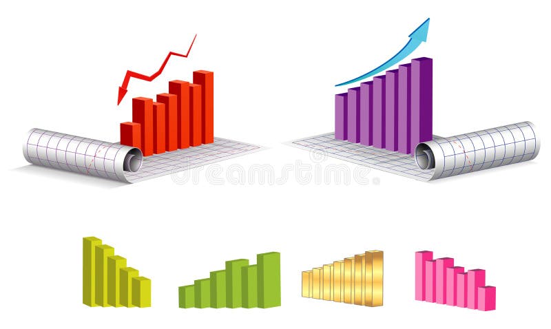 Set of Economic Chart or Economic Infographics Theme or Annual Report ...