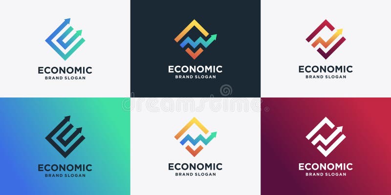 Set of Economic Logo Collection with a Unique Arrow Concept Premium ...