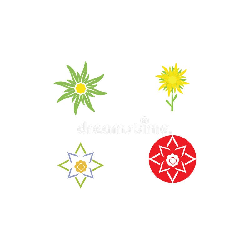 Set Edelweiss Logo Template Vector Stock Vector - Illustration of sign ...