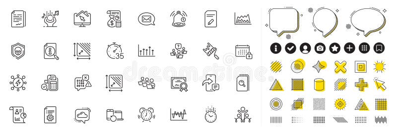 Set of Edit Document, Inclusion and Messenger Line Icons for Web App ...