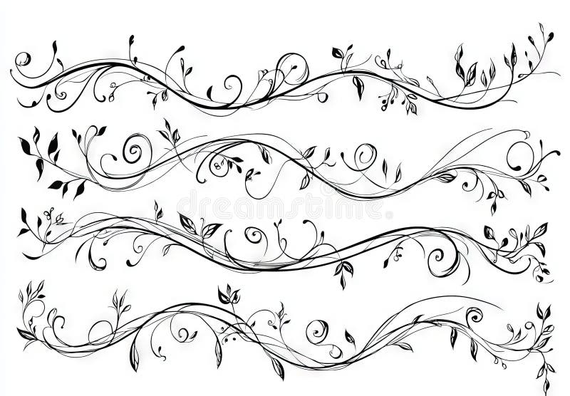 A Set of Editable and Designable Calligraphic Elements Stock Image ...