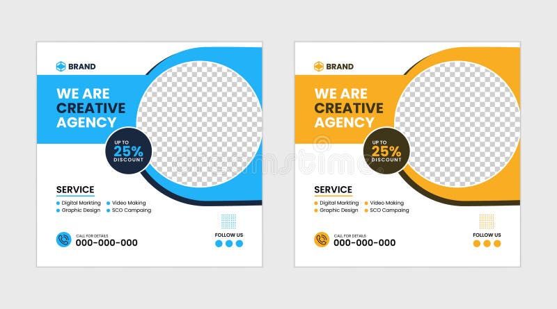 Set of Editable Minimal Marketing Square Banner Template. Suitable for ...