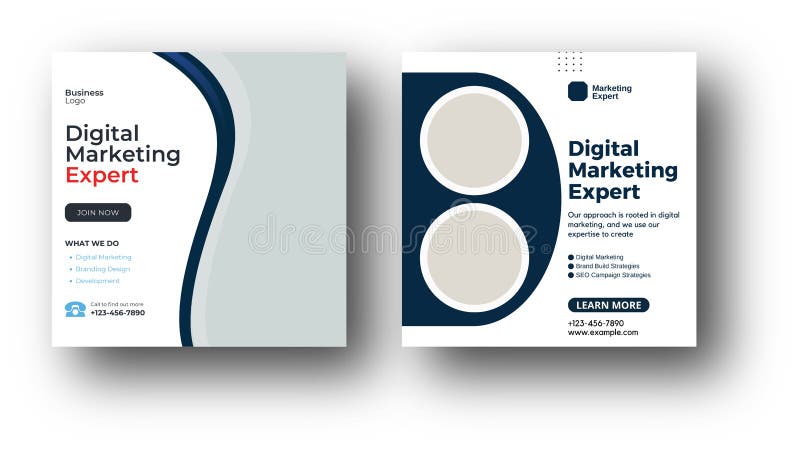 Set of Editable Minimal Square Banner Template Stock Vector ...