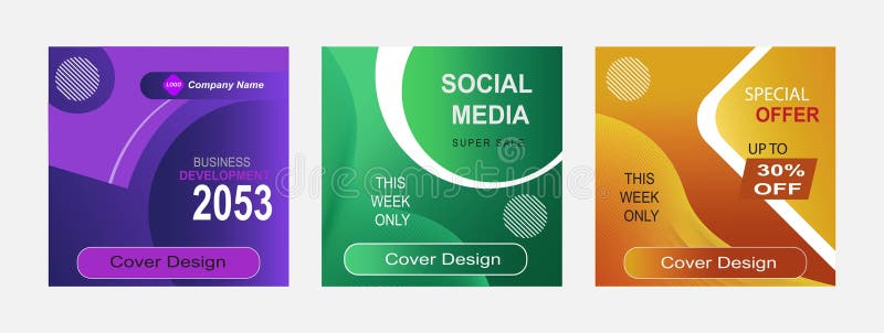 Set of Editable Minimal Square Banner Template. Stock Vector ...