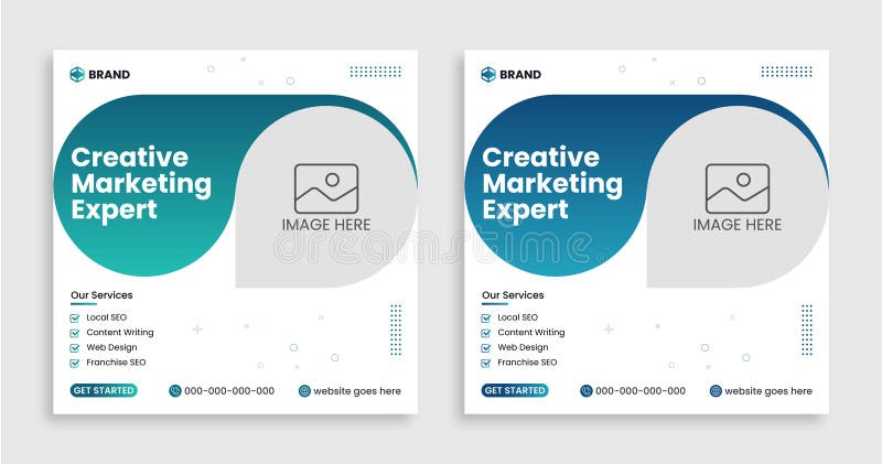 Set of Editable Minimal Square Banner Template. Suitable for Social ...