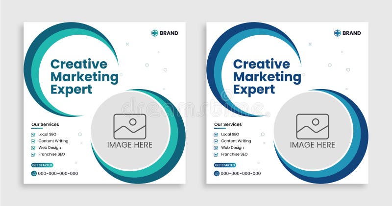 Set of Editable Minimal Square Banner Template. Creative Social Media ...