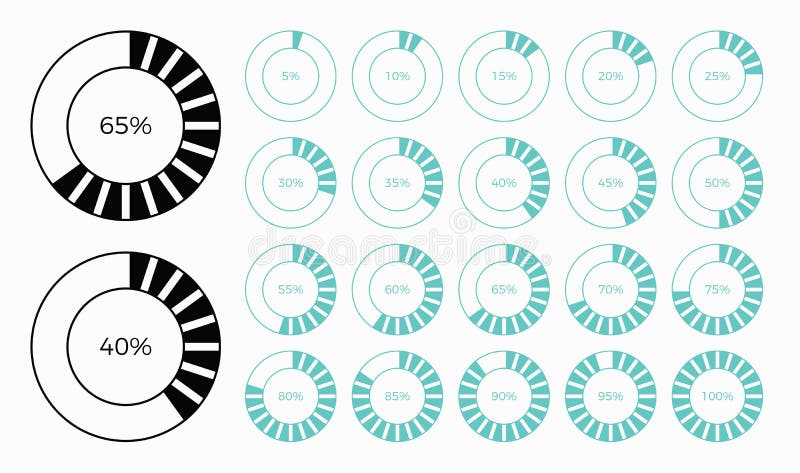 Set of Editable Trendy Line Style Round Infographic Pie Chart Design ...