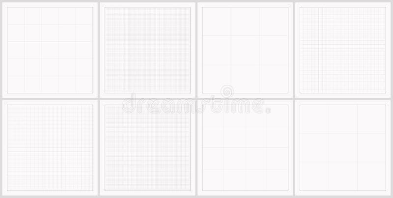 Set of Editable Vector Graph Paper Pattern on Black Background ...