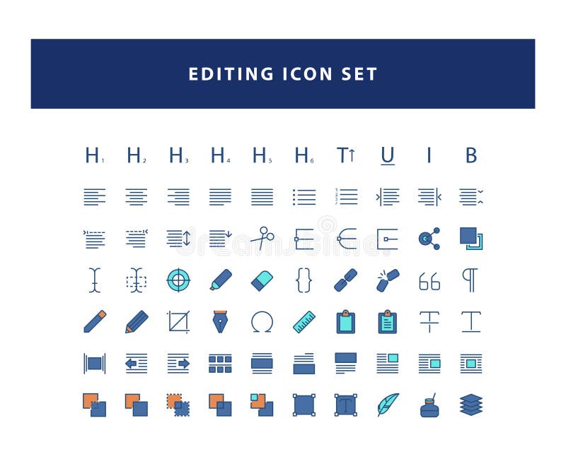 Set of Editing Design Icon with Filled Outline Style Design Vector ...