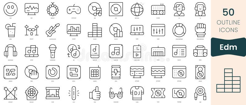Set of Edm Icons. Thin Linear Style Icons Pack Stock Vector ...