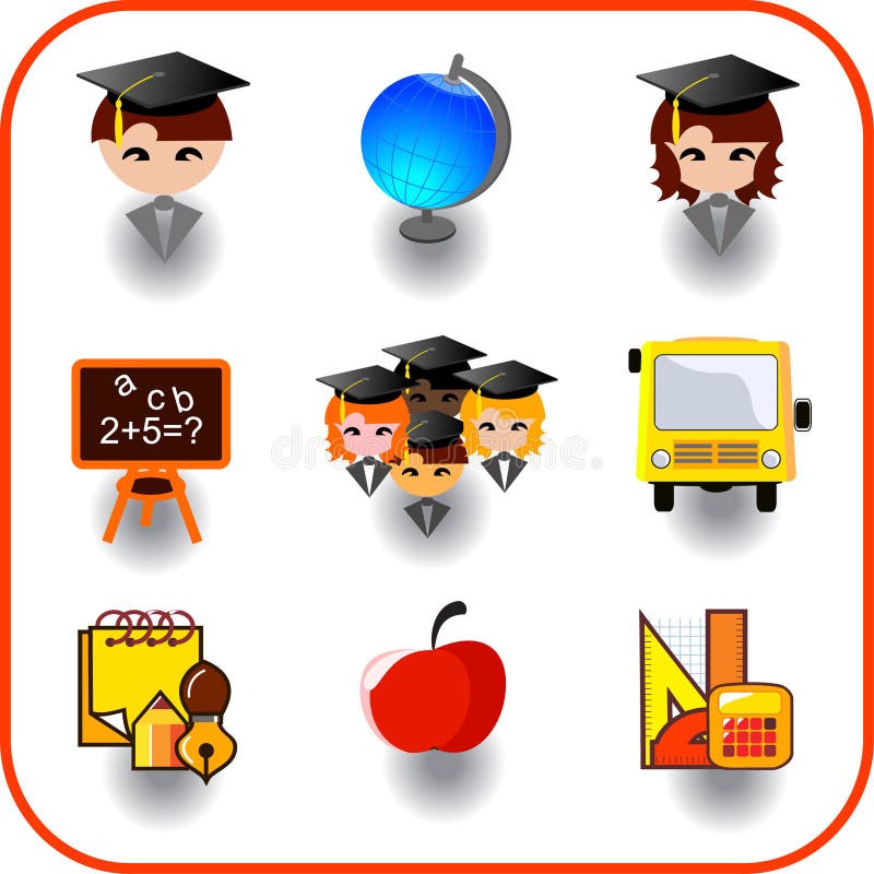 Education Button Set - Wheel Stock Vector - Illustration of graduation ...