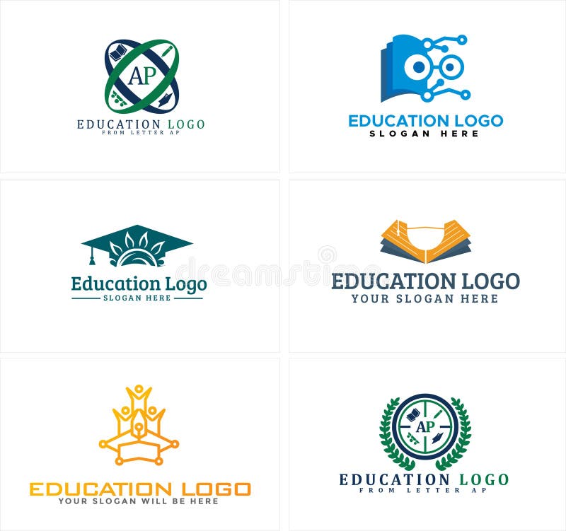 Set of Education Book Tech Learning Logo Design Stock Vector ...