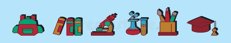 Set of Education Cartoon Icon Design Template with Various Models ...