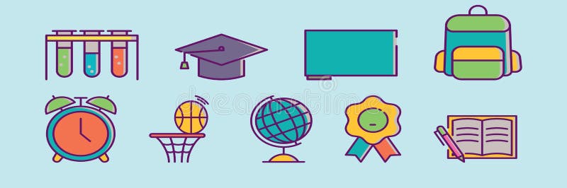 Set of Education Cartoon Icon Design Templates with Various Models ...