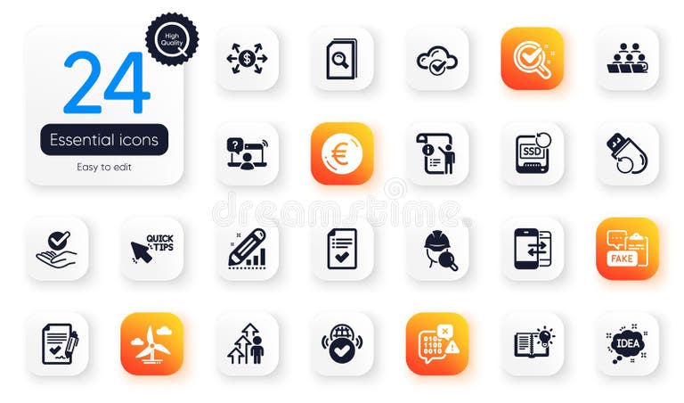 Set of Education Flat Icons. Inspect, Cloud Computing and Teamwork ...