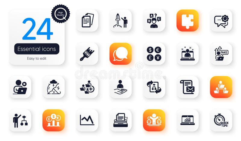 Set of Education Flat Icons. Teamwork, Currency Rate and Puzzle ...