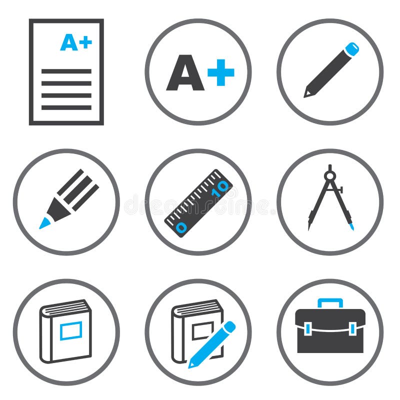 Set of Education Icon in Circle Line-Vector Iconic Design Stock Vector ...