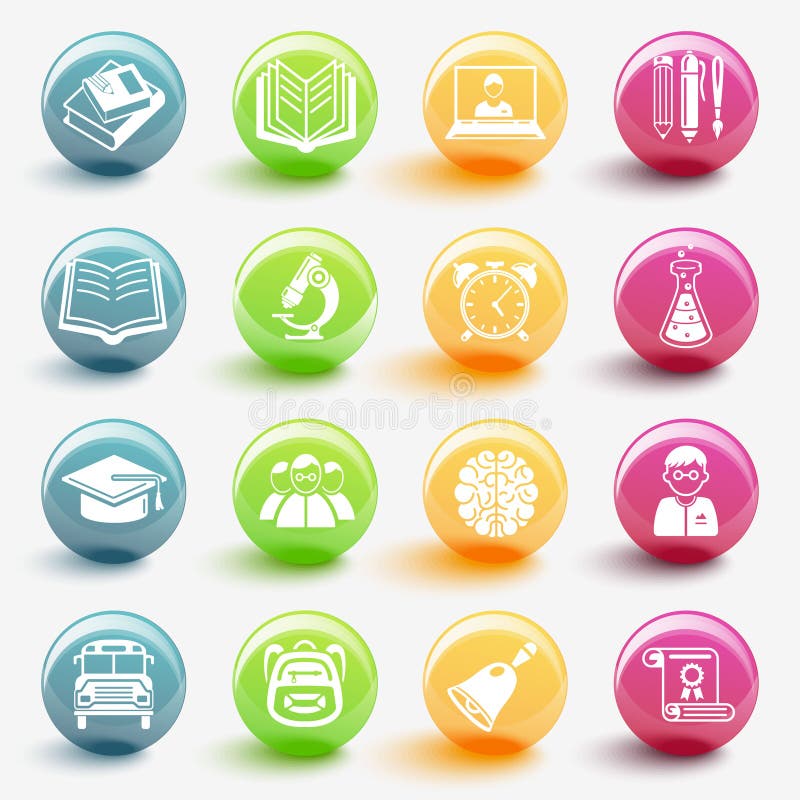 Set of Education Icons Vector Stock Vector - Illustration of education ...