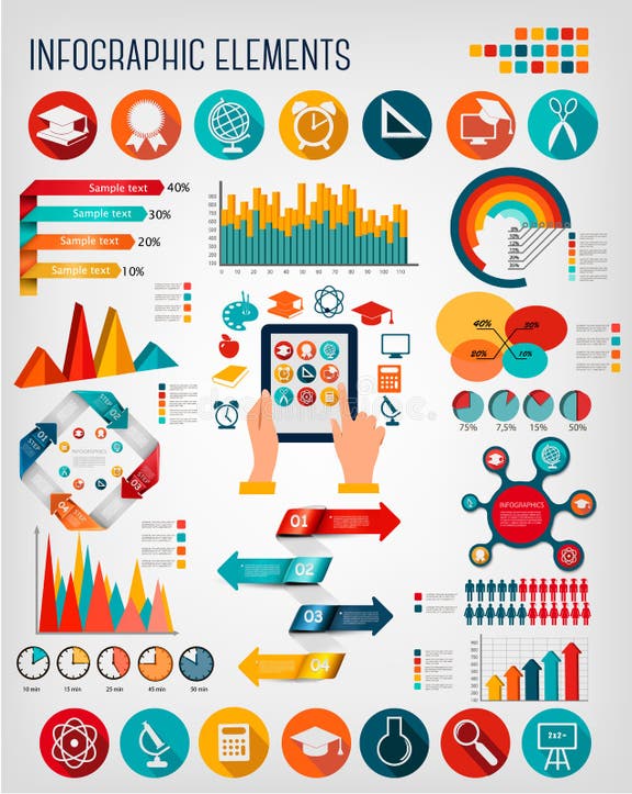 Set with Education Infographics. Stock Vector - Illustration of ...