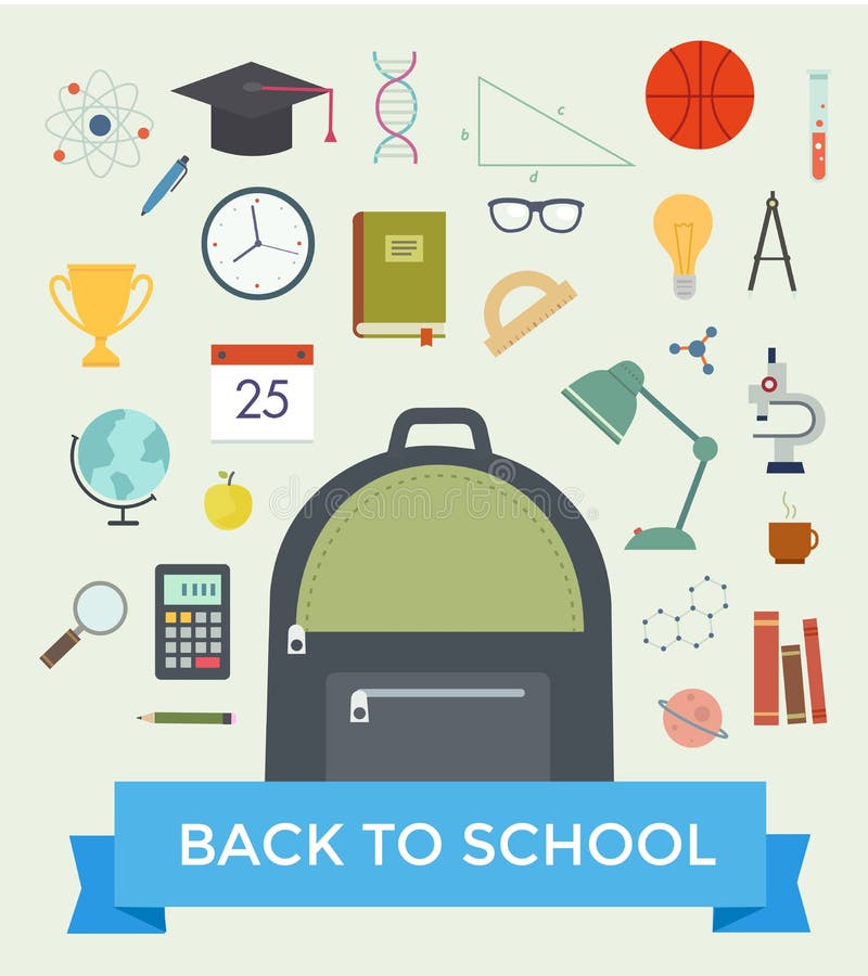 Set of education objects stock vector. Illustration of desk - 58218958