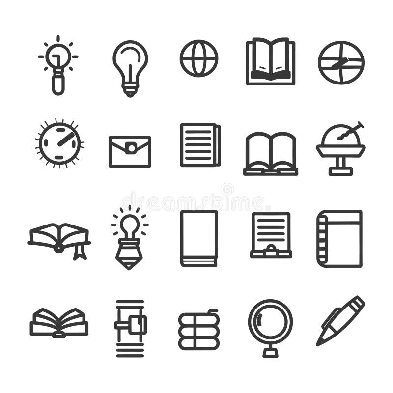 Collection of Education and Learning Icons Set Stock Vector ...