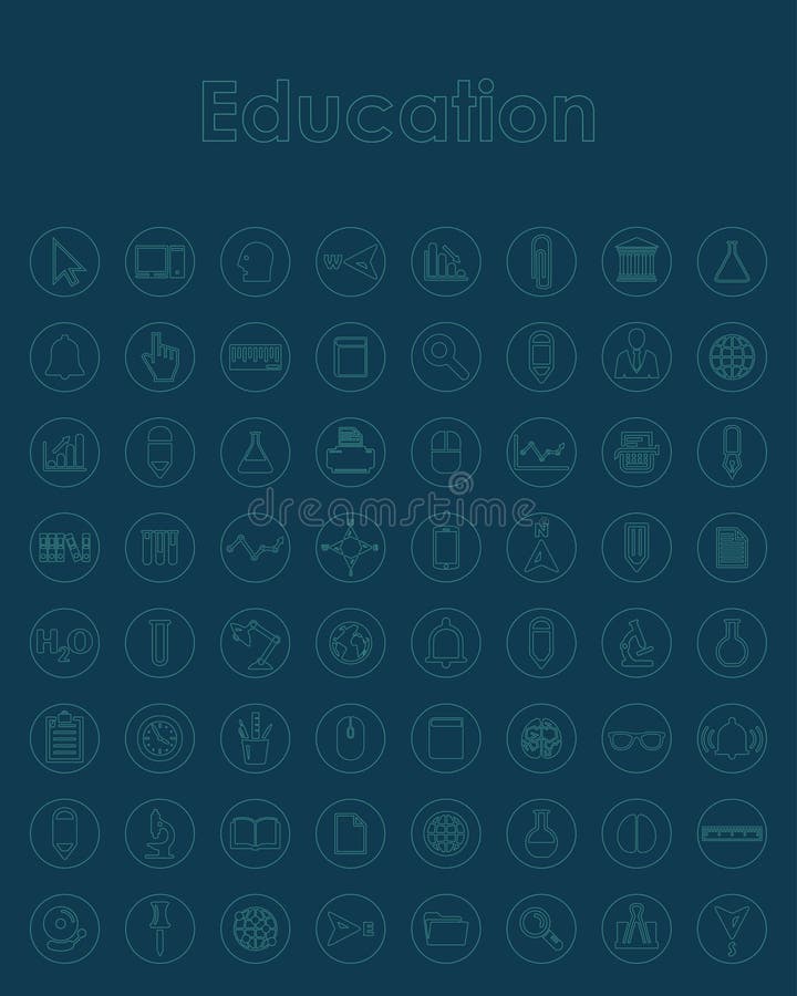Set of Education Simple Icons Stock Vector - Illustration of flat ...