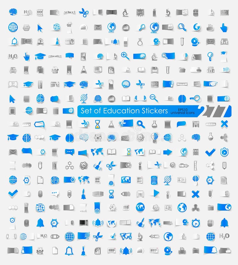 Set of education stickers stock vector. Illustration of geometric ...