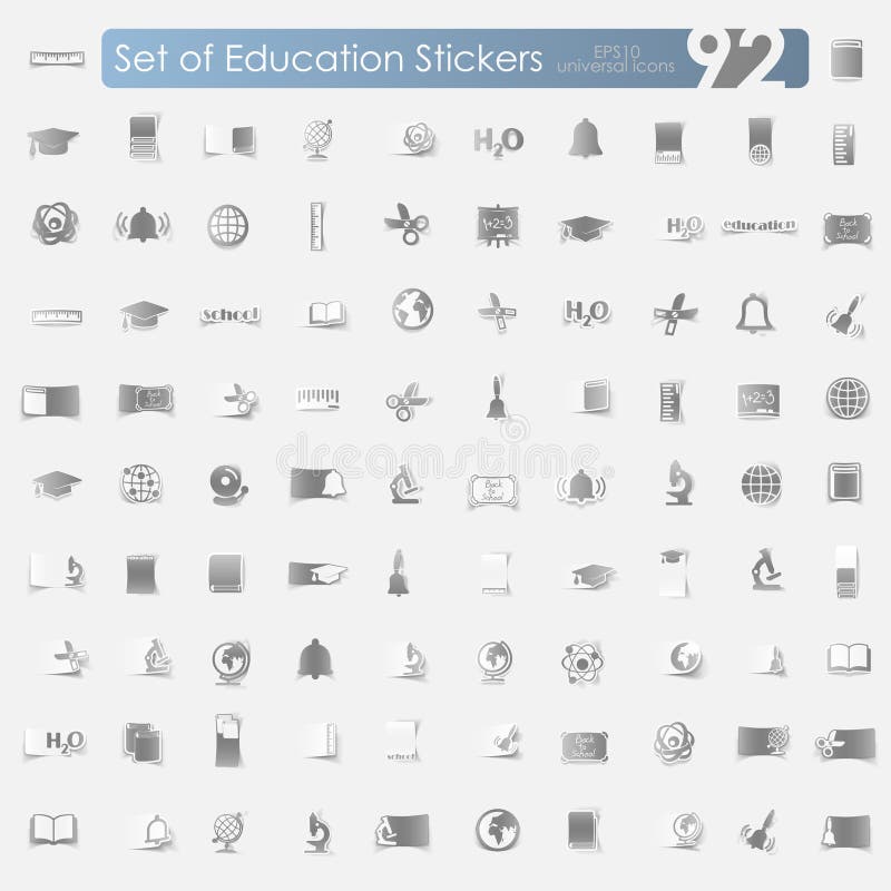 Set of education stickers stock vector. Illustration of element - 55078653