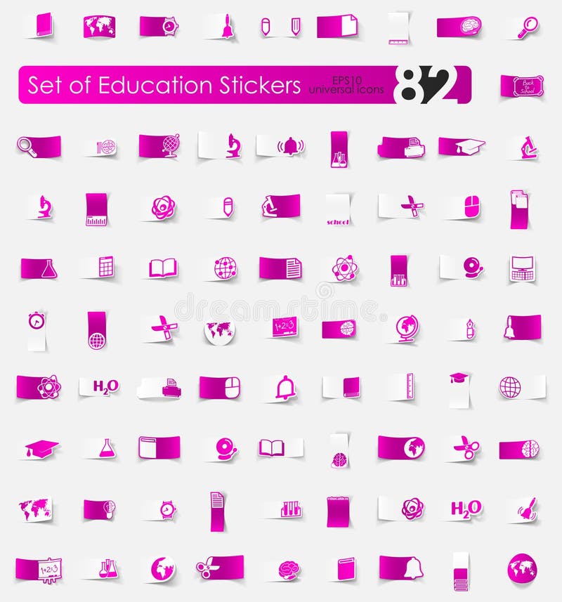 Set of education stickers stock vector. Illustration of learning - 55078893