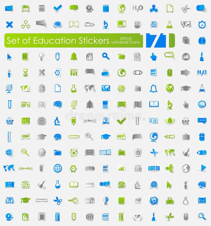 Set of education stickers stock vector. Illustration of preview - 57144479
