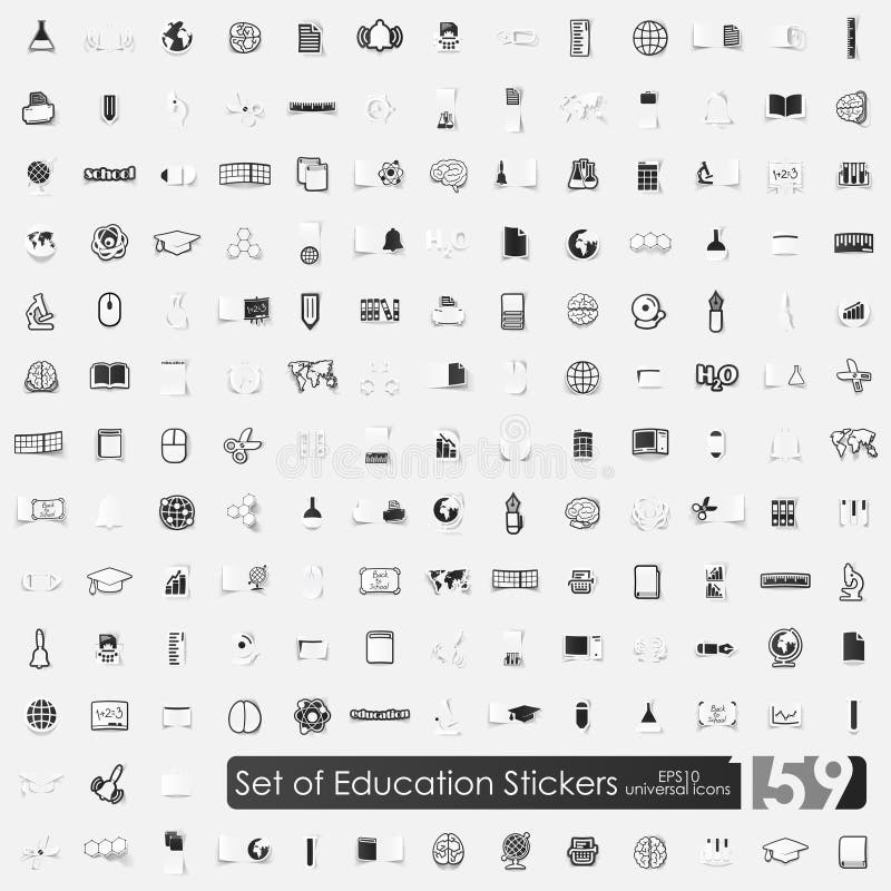 Set of education stickers stock vector. Illustration of group - 79128137