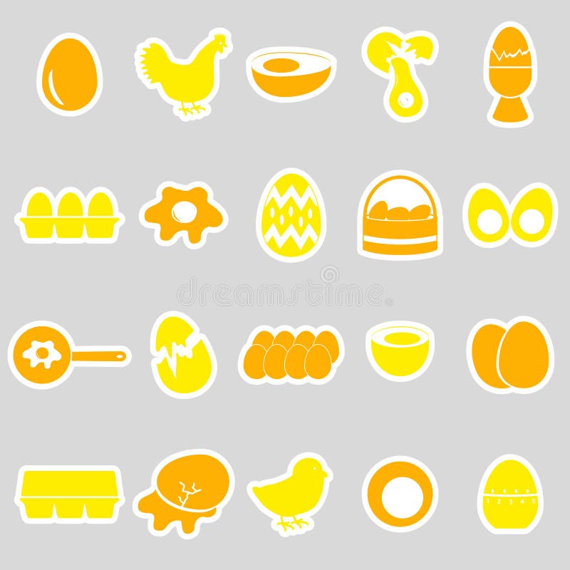 Set of Egg Theme Yellow Stickers Stock Vector - Illustration of ...