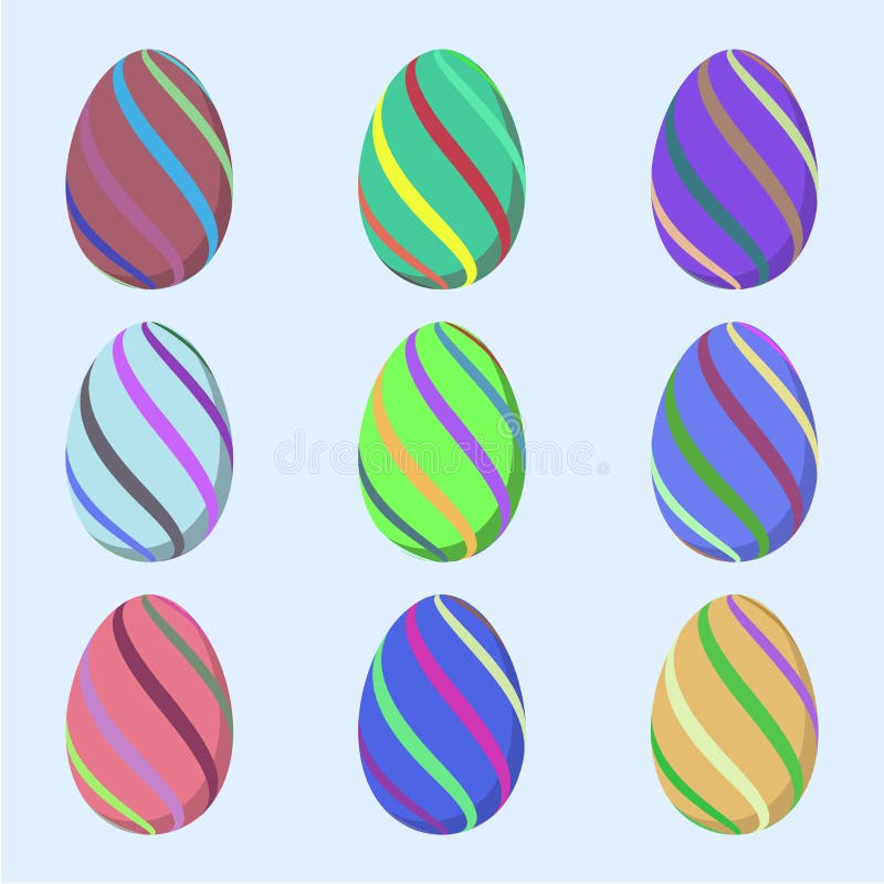 Set Eggs of Different Colors on White Background Stock Illustration ...