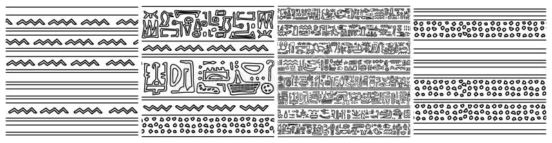 Set of Egypt Theme Seamless Patterns. Black White Vector Hand Drawn ...