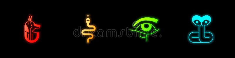 Set Egyptian Anubis, Snake, Eye of Horus and Icon. Vector Stock Vector ...