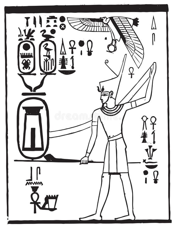 Thutmose III, Protected by Buto, Offers a Pyton. Set of Egyptian Labels ...